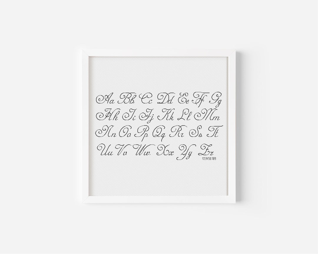 Calligraphy Alphabet Cross Stitch Pattern: Cursive Font Letters Chart ...