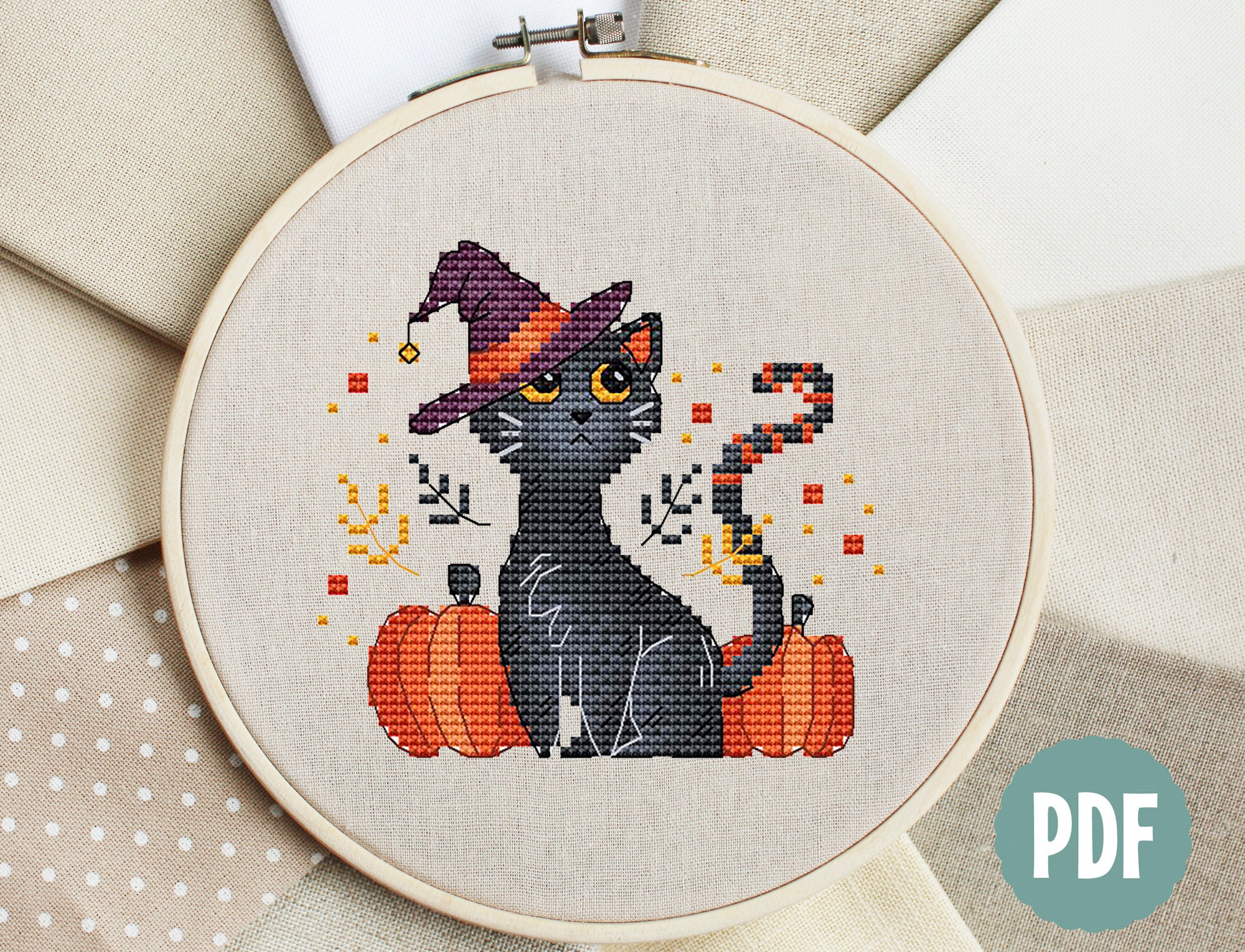 Halloween Cross Stitch Pattern PDF Instant Download Pumpkin - Etsy