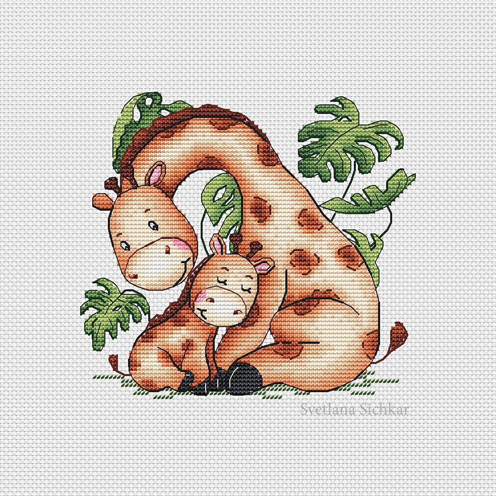 Giraffes Cross Stitch Pattern PDF Animal Embroidery Nursery - Etsy