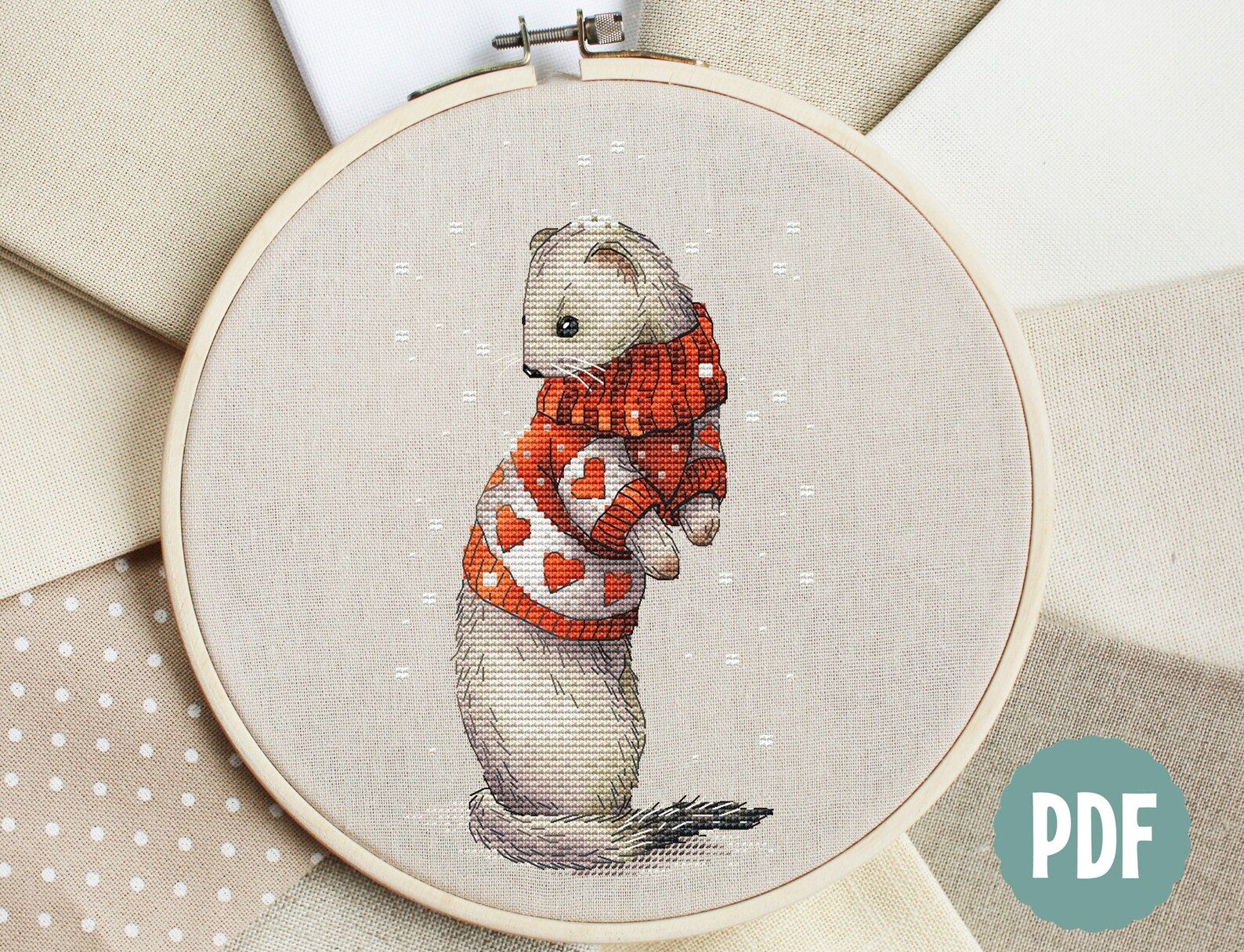 Ermine Cross Stitch Pattern PDF Animal Cross Stitch Instant - Etsy