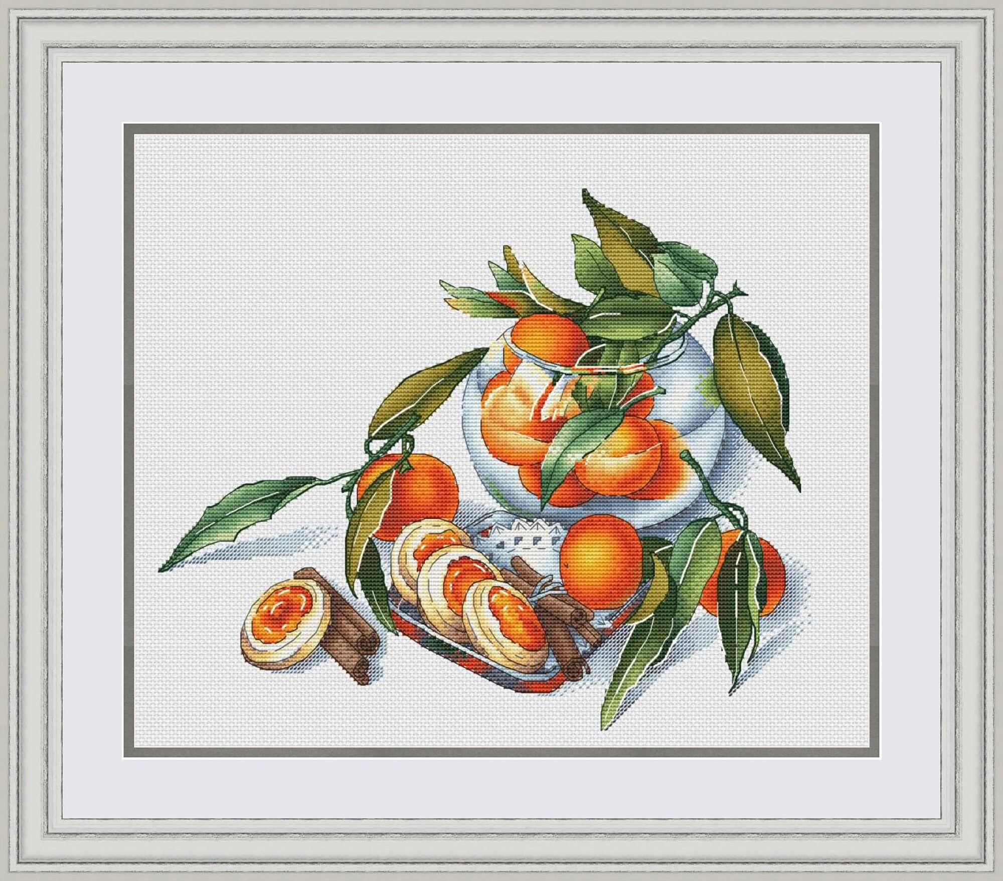 Still Life Cross Stitch Pattern PDF Tangerine Cross Stitch | Etsy