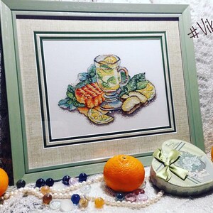 Tea Cross Stitch Pattern PDF, Cup Ginger Tea Counted Cross Stitch ...