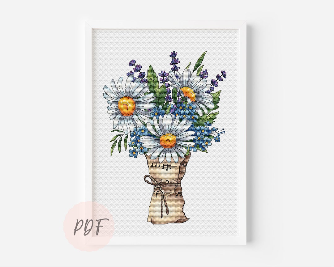 Daisies Cross Stitch Pattern PDF Flowers Counted Cross - Etsy