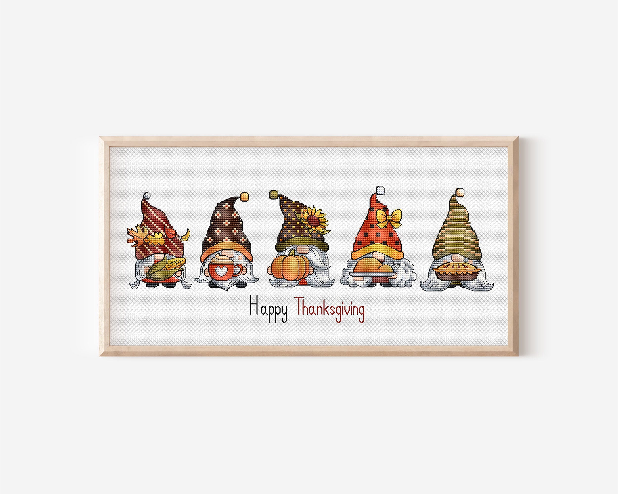 Five Autumn Gnomes Cross Stitch Pattern Fall Gnomes Autumn - Etsy