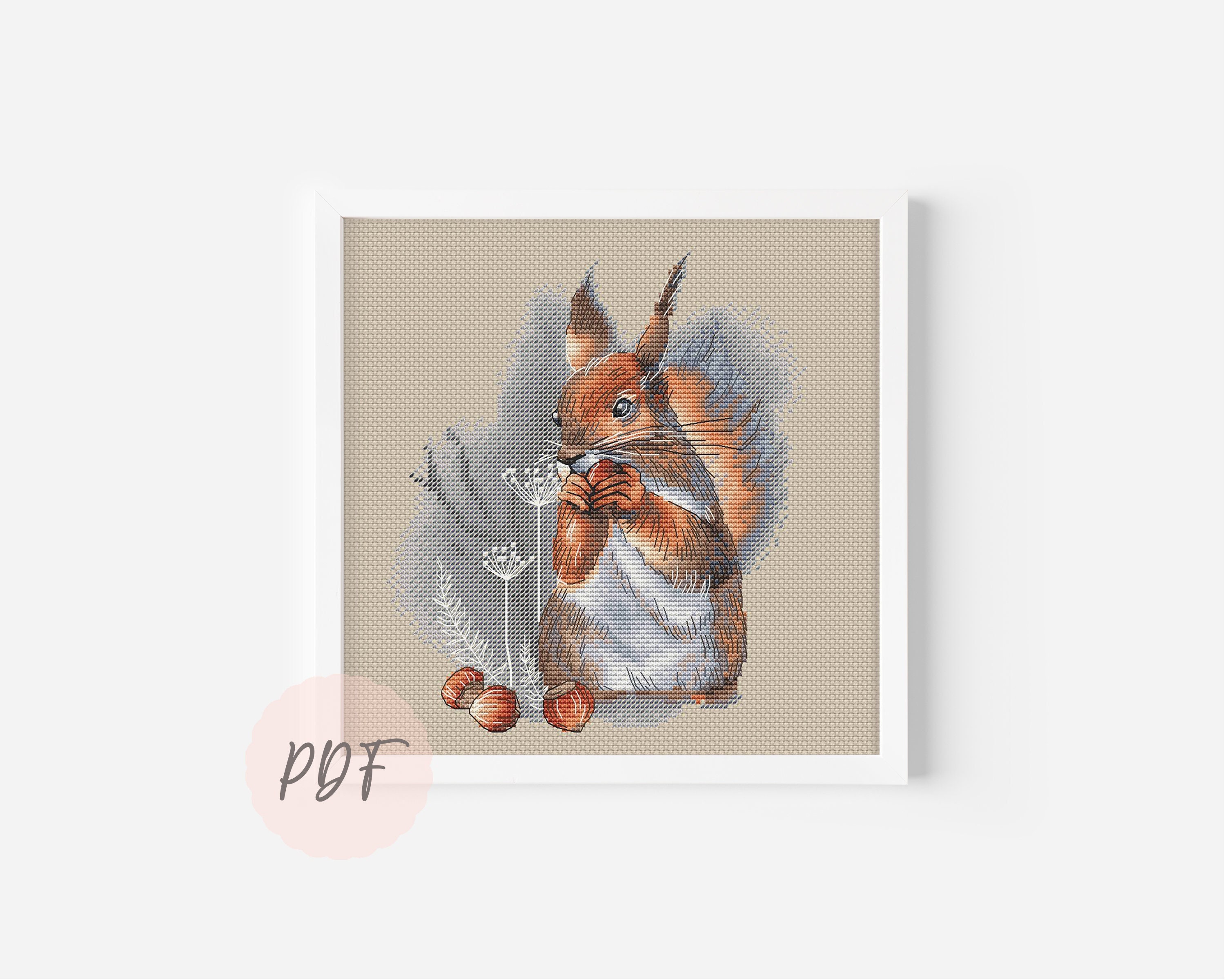 Squirrel Cross Stitch Pattern PDF Animal Counted Cross | Etsy
