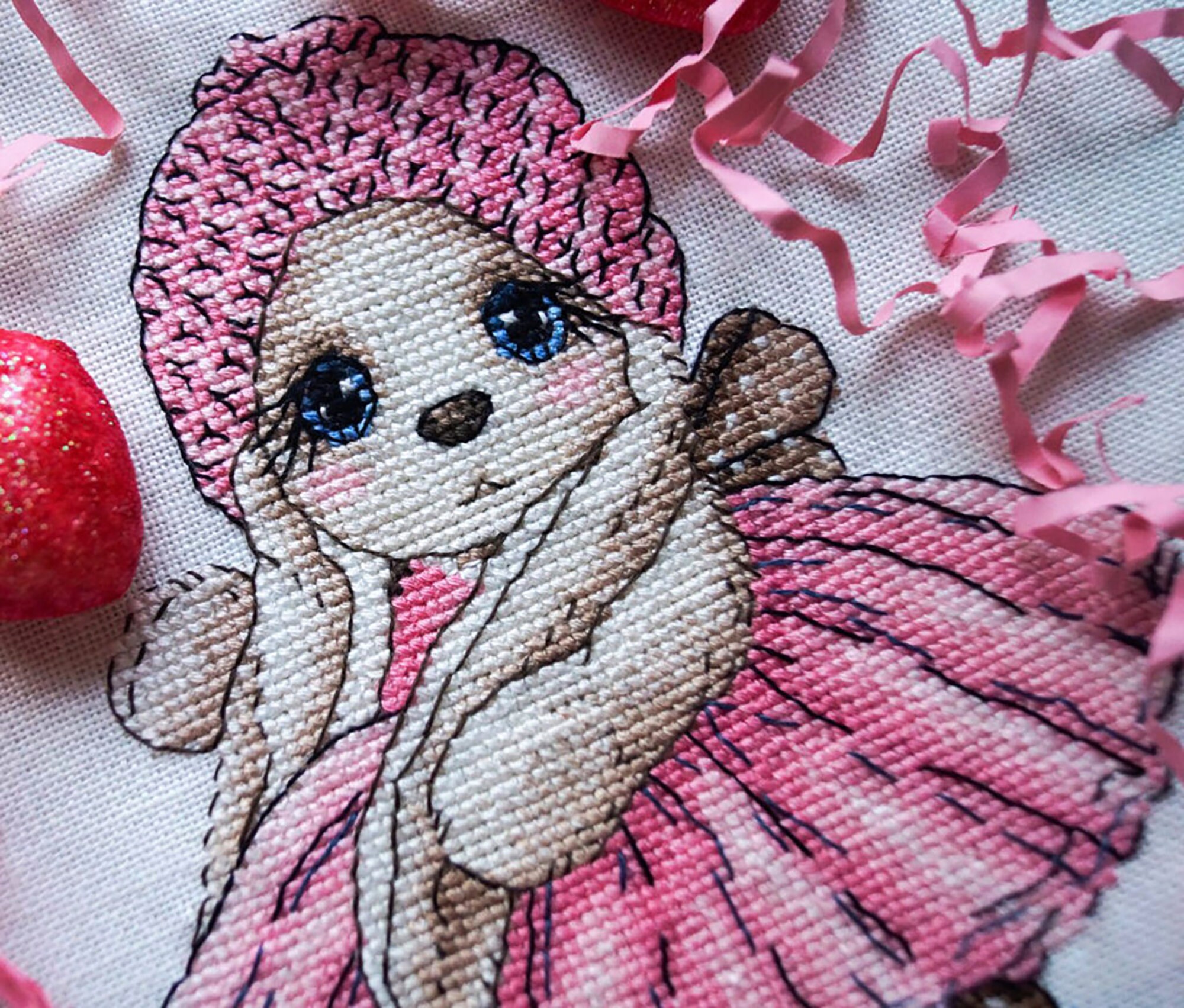 Pink Dress Bunny Girl Cross Stitch Pattern PDF Rabbit Cross - Etsy