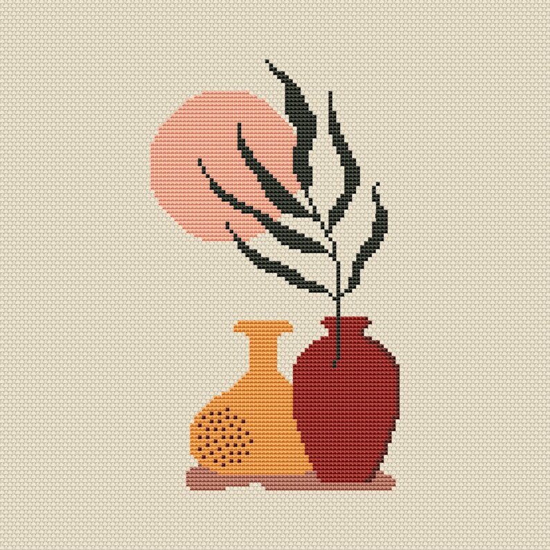 Set of 3 Boho Cross Stitch Pattern PDF, Minimalist Wall Art, Modern ...