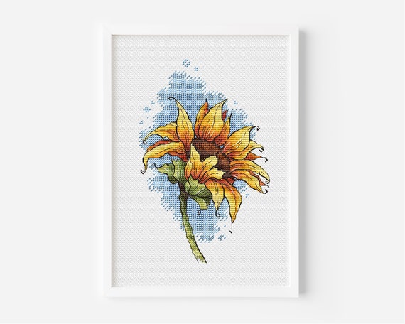 Sunflower Cross Stitch Chart Flower Counted Cross Stitch - Etsy