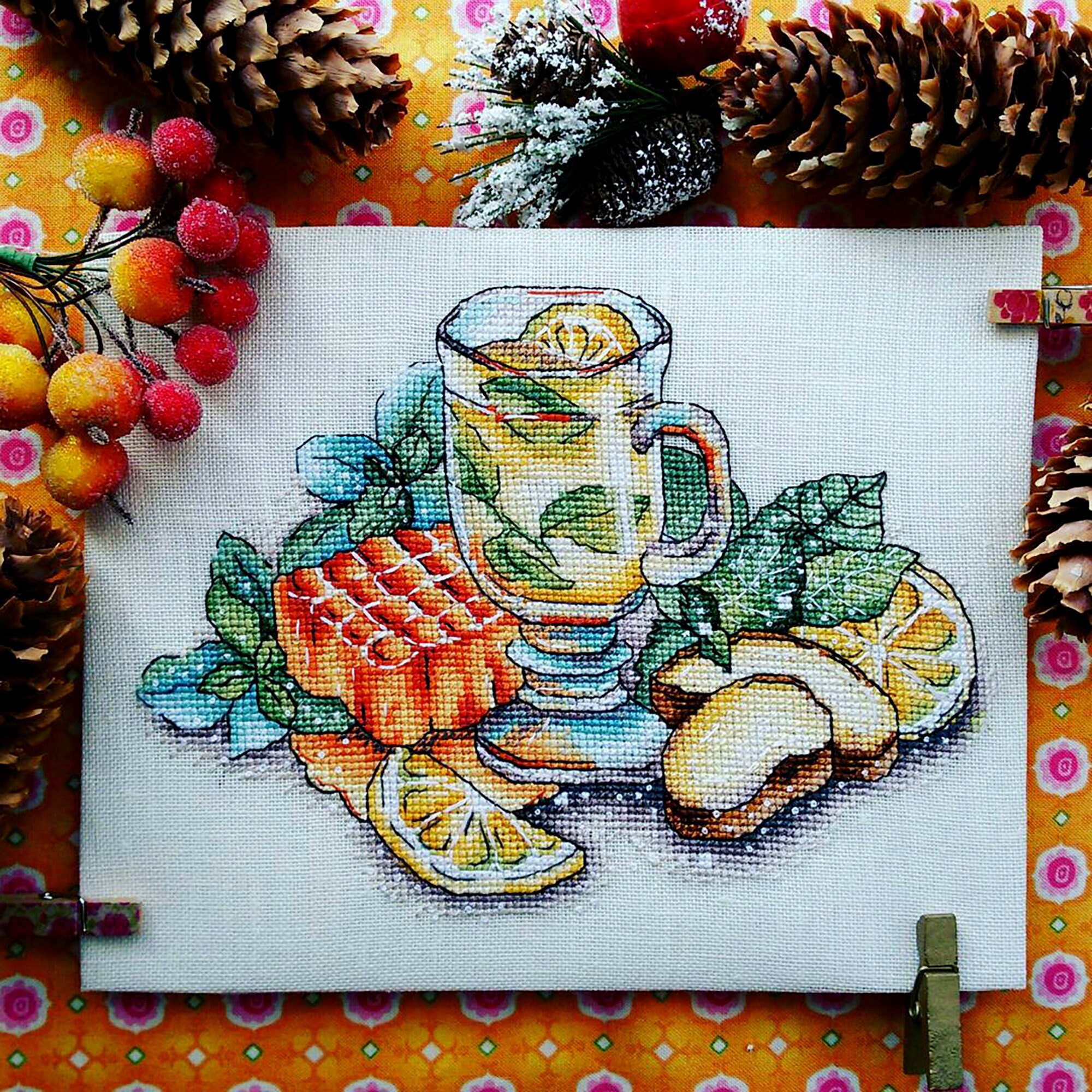 Tea Cross Stitch Pattern PDF Cup Ginger Tea Counted Cross - Etsy