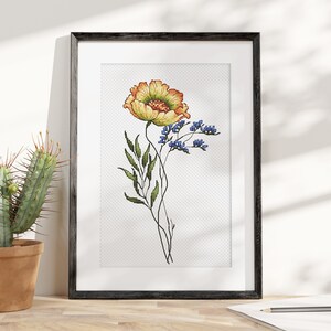 Realistic Flower Cross Stitch Pattern PDF Beautiful Watercolor Blooms ...