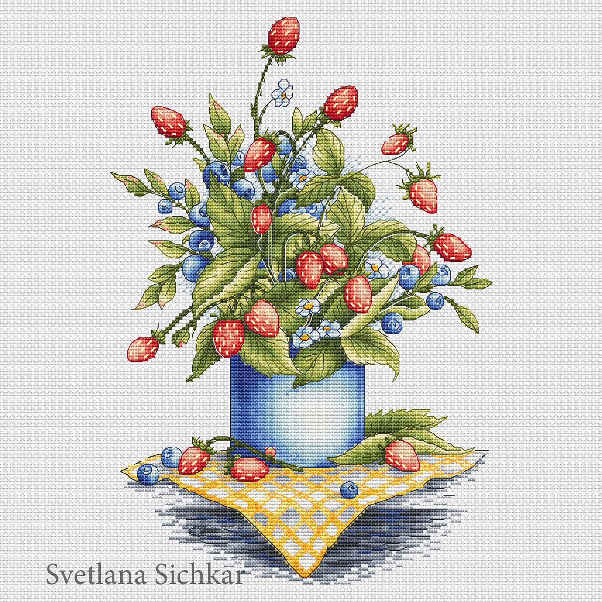 Strawberry Cross Stitch Pattern PDF Berries Counted Cross - Etsy