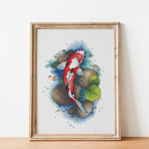Koi Pond Cross Stitch Pattern Download PDF Koi Fish Cross - Etsy
