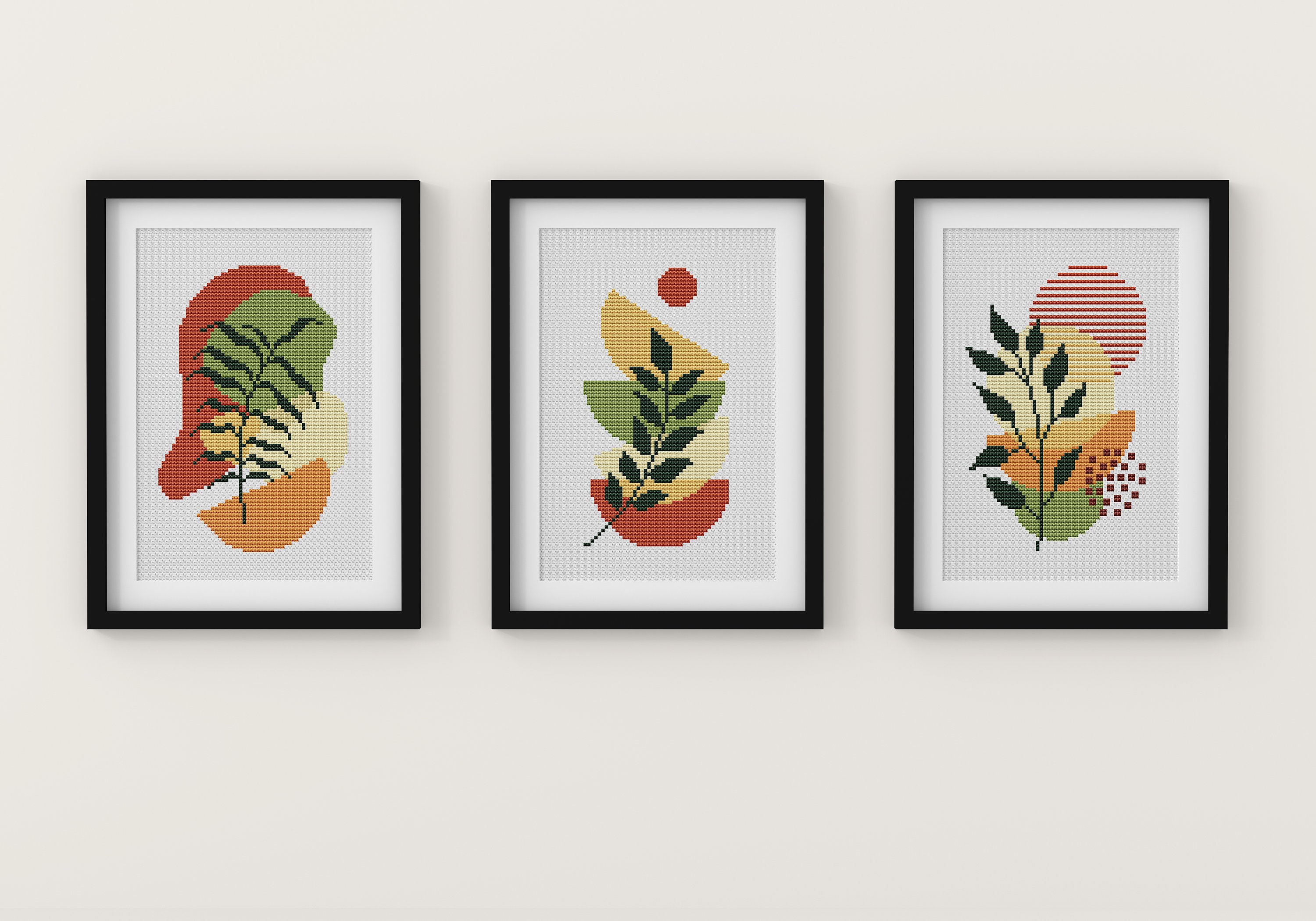 Boho Cross Stitch Pattern PDF Modern Multicolored Cross - Etsy