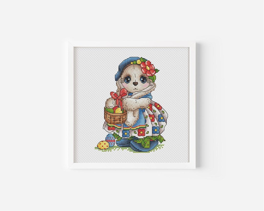 Easter Bunny Cross Stitch Pattern, Easter Basket Cross Stitch, Easter ...