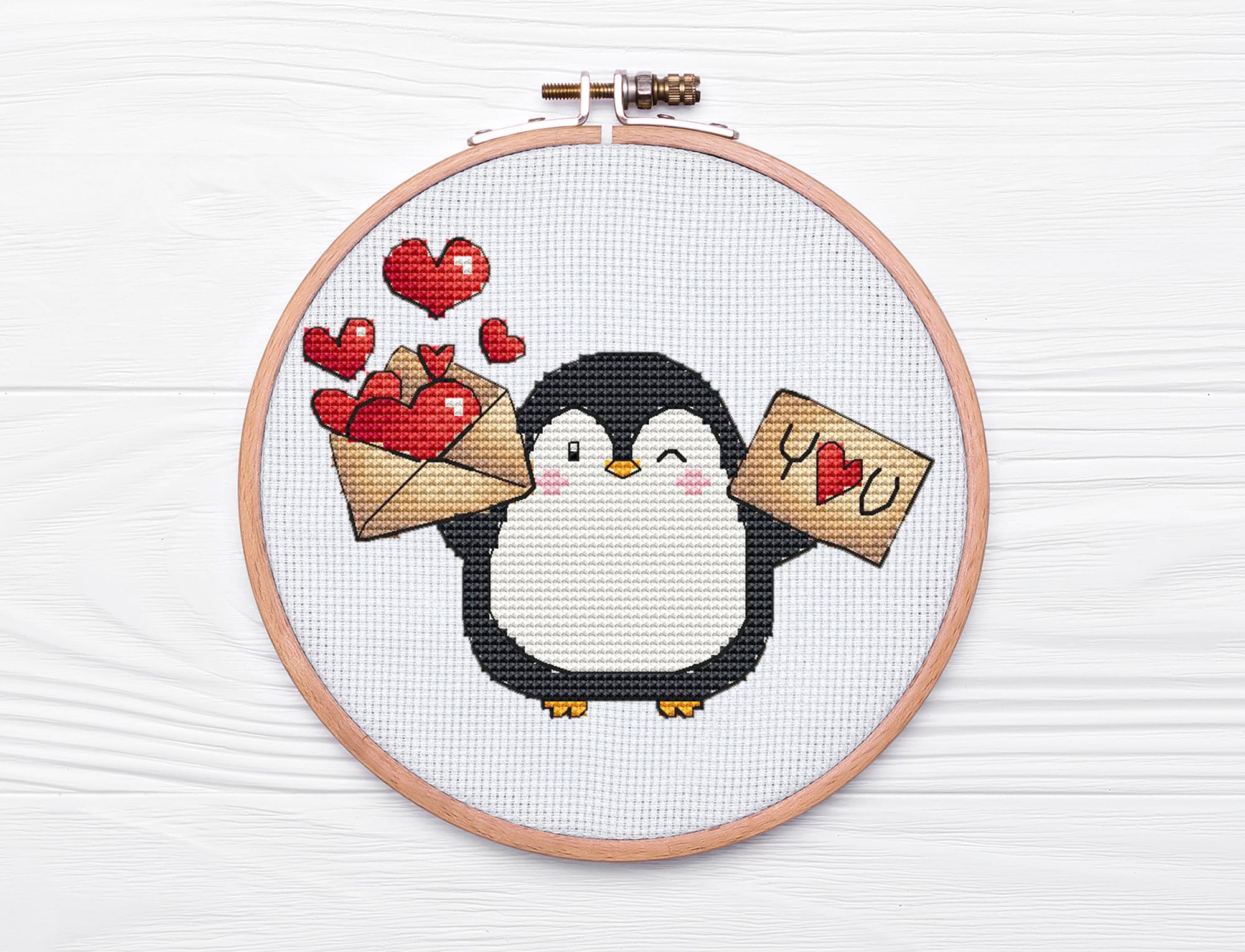 Penguin Cross Stitch Pattern PDF Love Letter Cross Stitch - Etsy