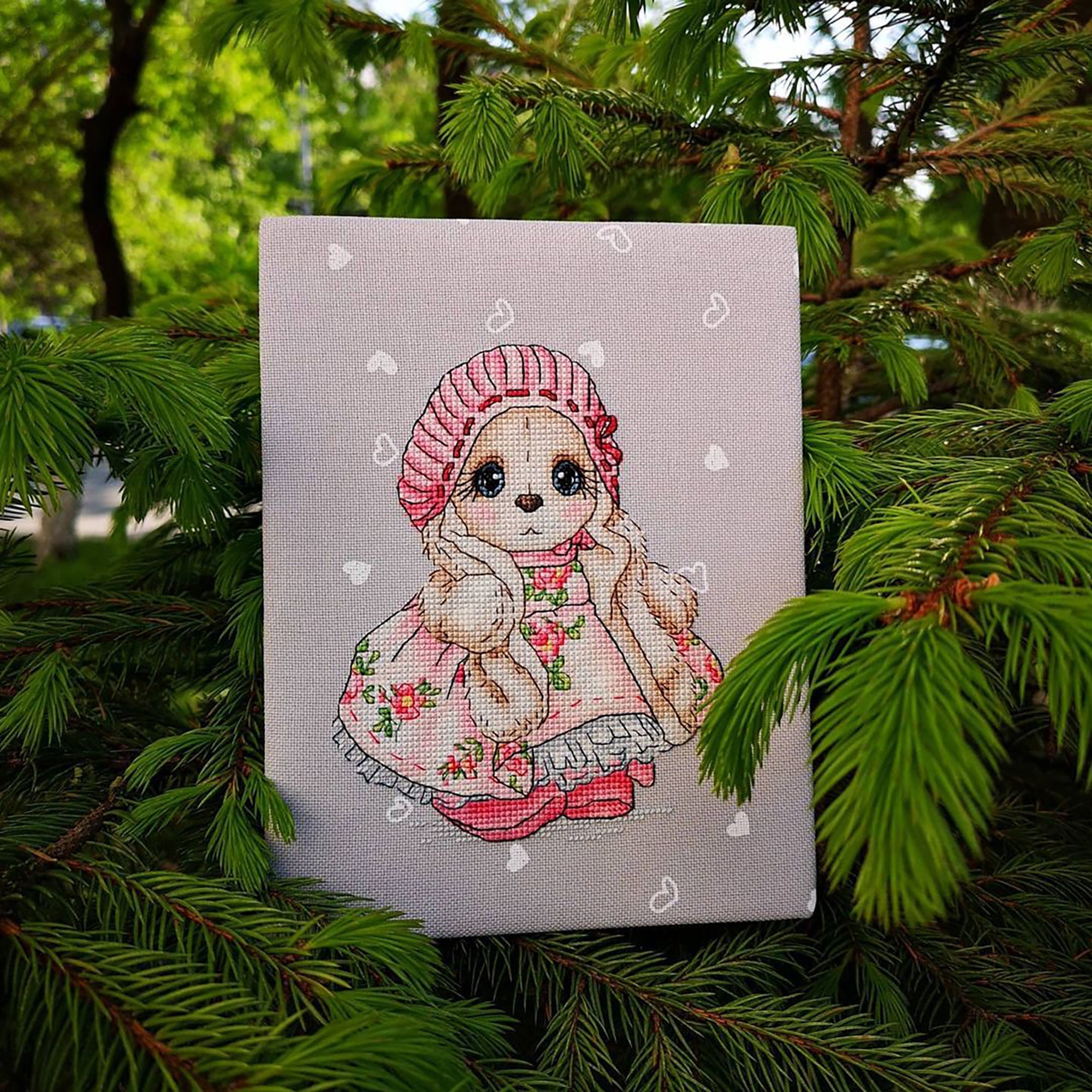 Pale Pink Dress Bunny Cross Stitch Pattern PDF Rabbit Cross | Etsy