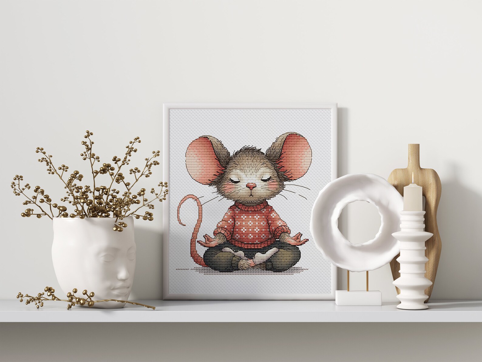 Yoga Mouse Cross Stitch Pattern, Relaxing Meditating Zen Master Gift ...