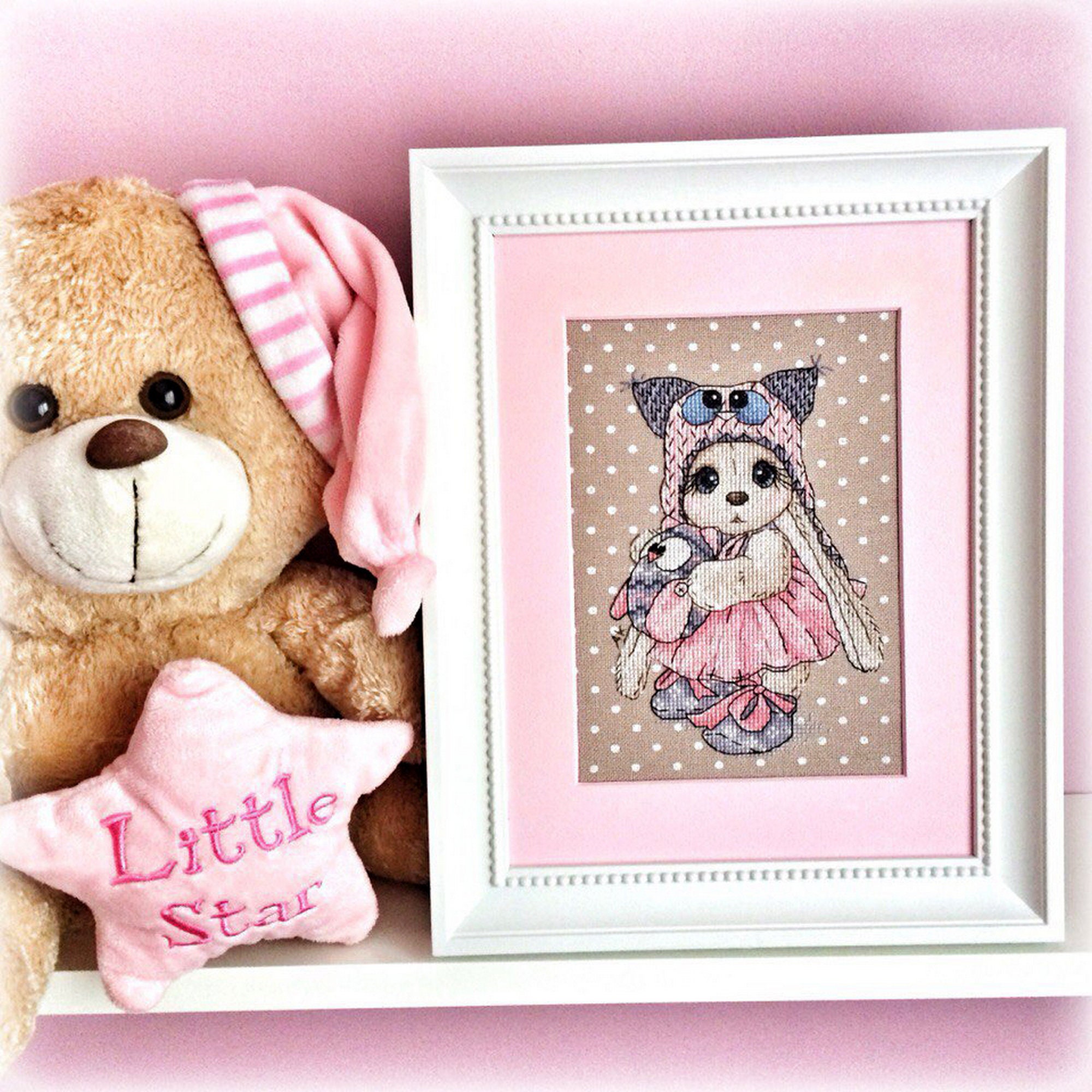 Pink Dress Rabbit Girl Cross Stitch Pattern PDF Bunny Cross - Etsy