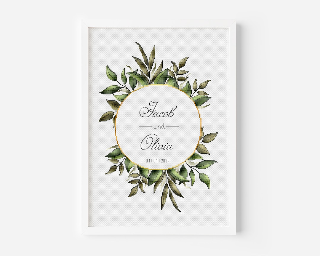 Personalized Wedding Sampler With Initials & Date Just Married Elegant ...