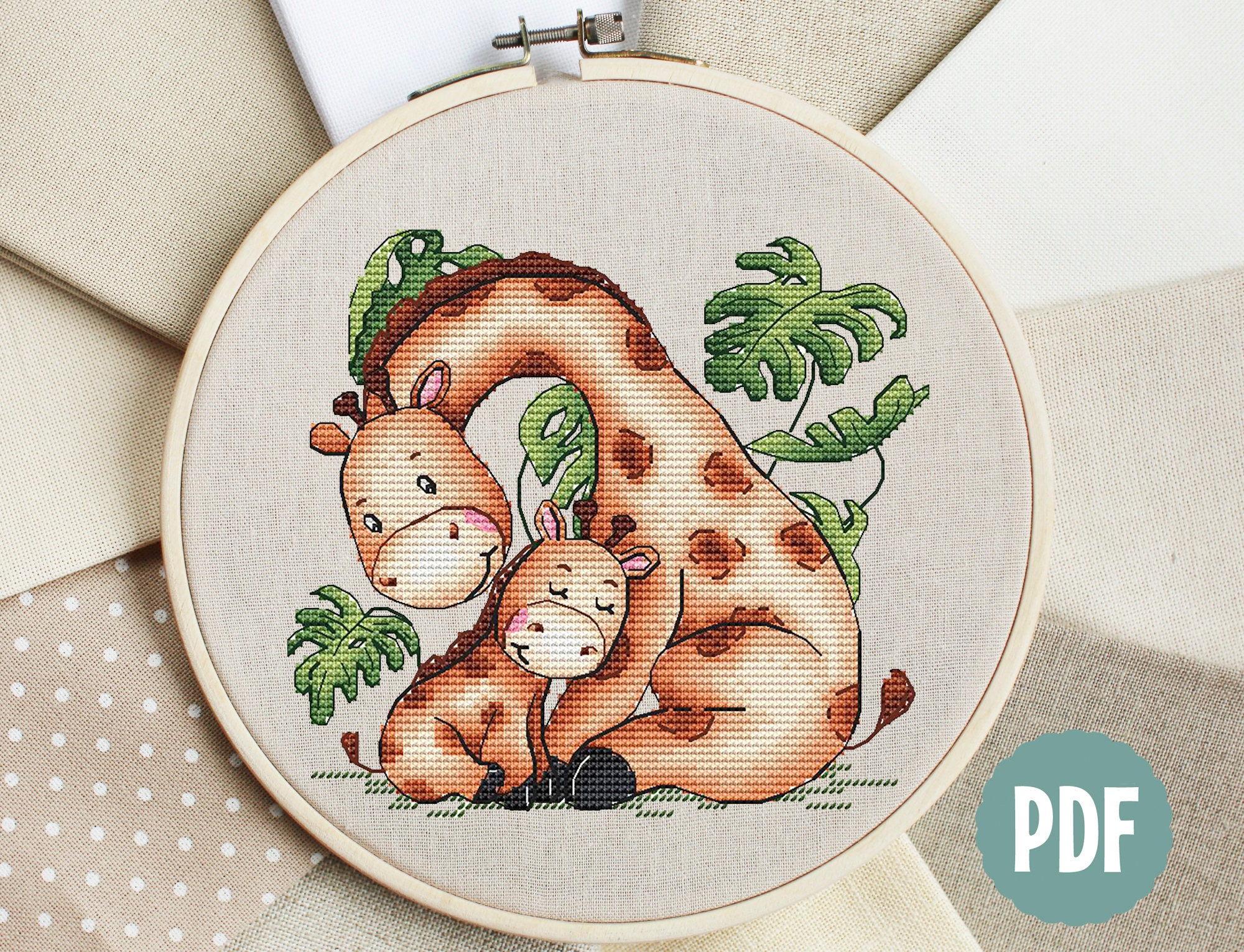 Giraffes Cross Stitch Pattern PDF Animal Embroidery Nursery - Etsy