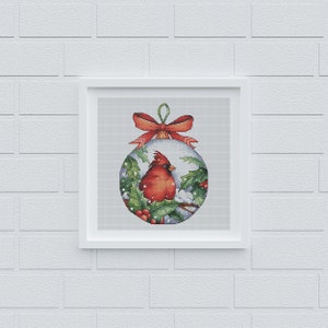Red Cardinal Ornament Cross Stitch Pattern PDF, Handmade Festive ...