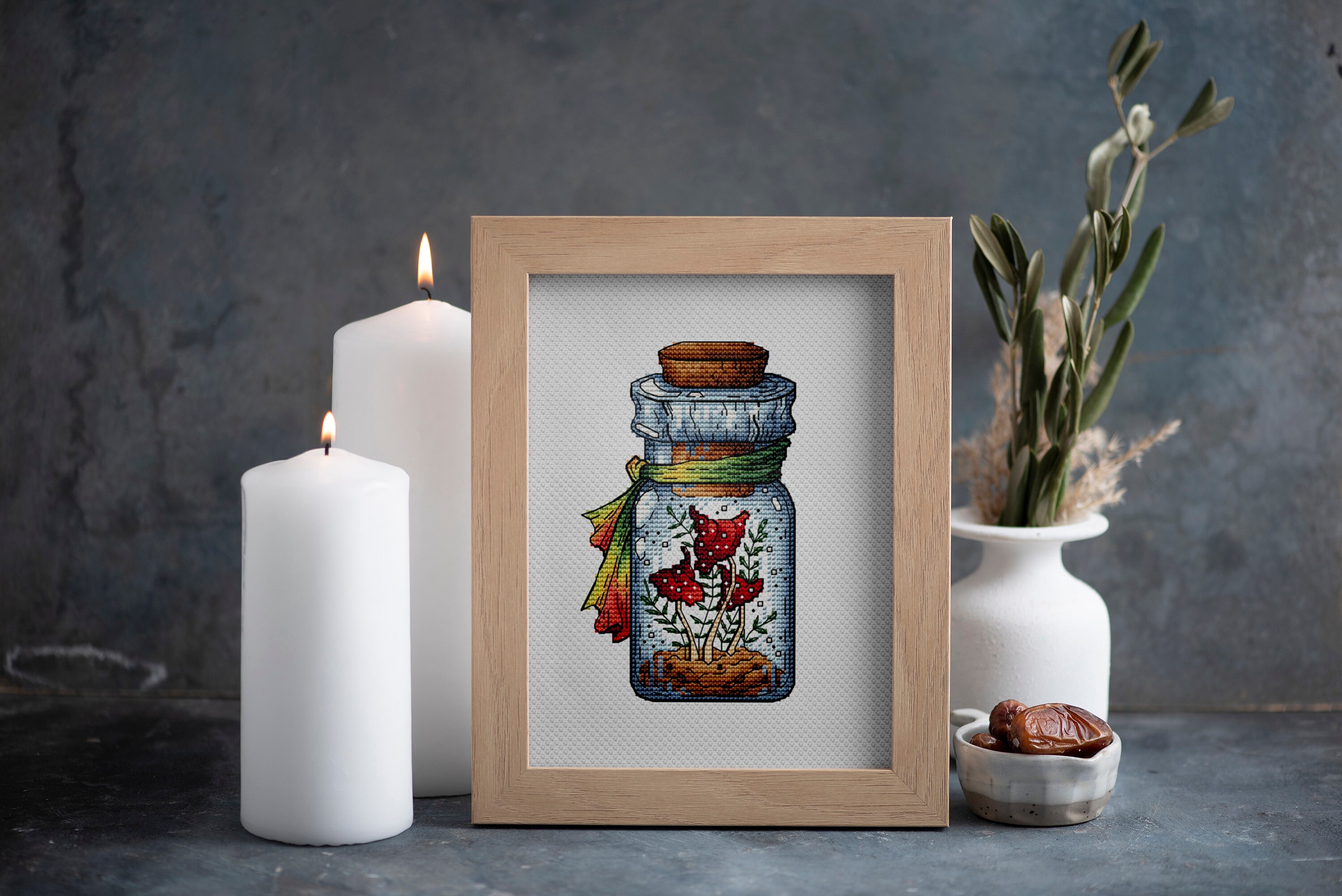 Cross Stitch Pattern Mushroom Potion Bottle Counted Cross - Etsy