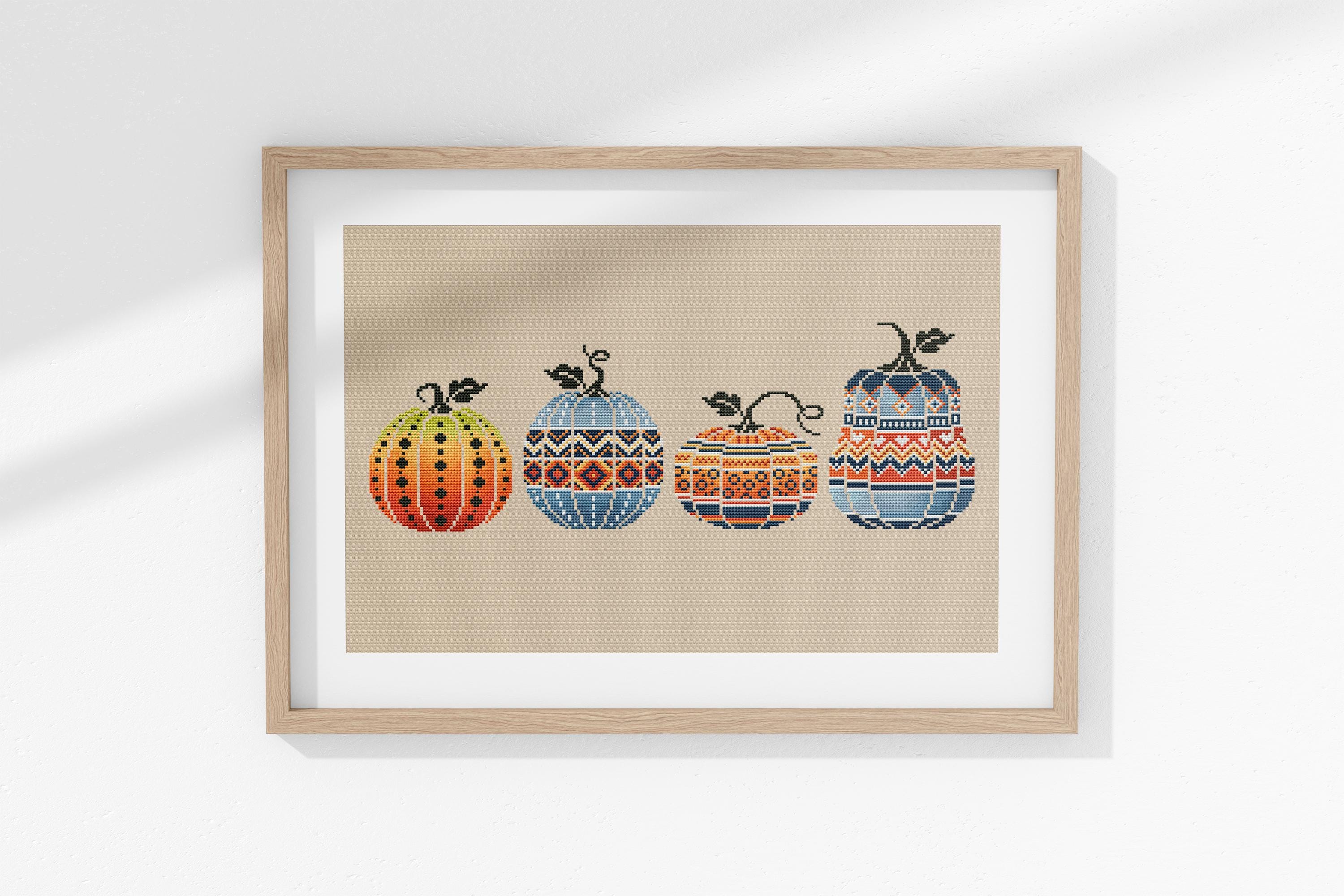 Quaker Pumpkins Cross Stitch Pattern, Autumn & Fall Decor, Modern ...