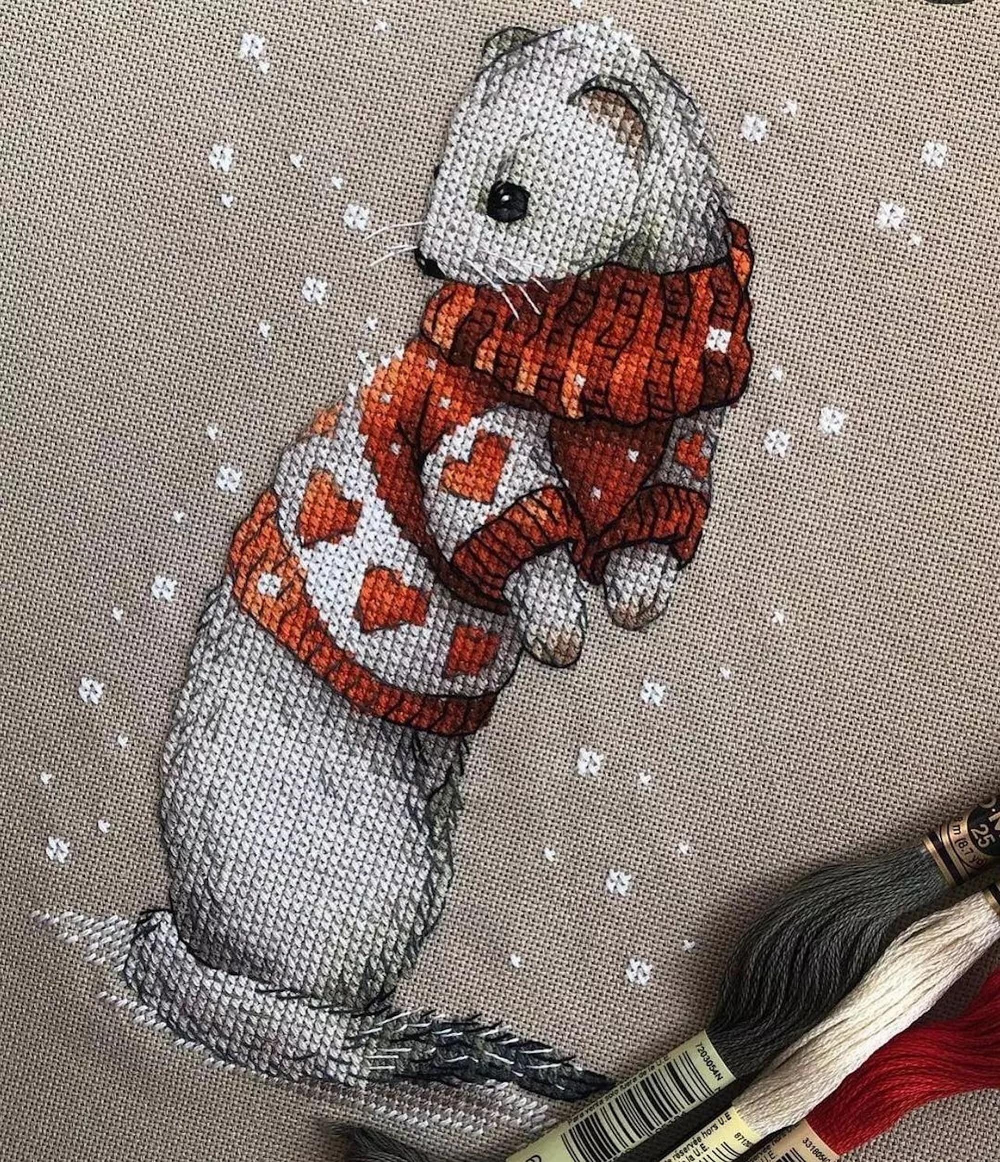 Ermine Cross Stitch Pattern PDF, Animal Cross Stitch Instant Download ...