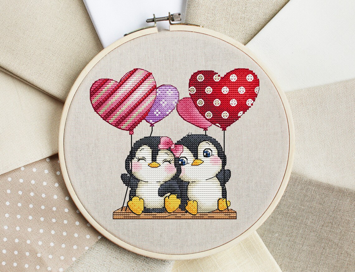 Penguin Cross Stitch Pattern PDF Instant Download Love Cross | Etsy