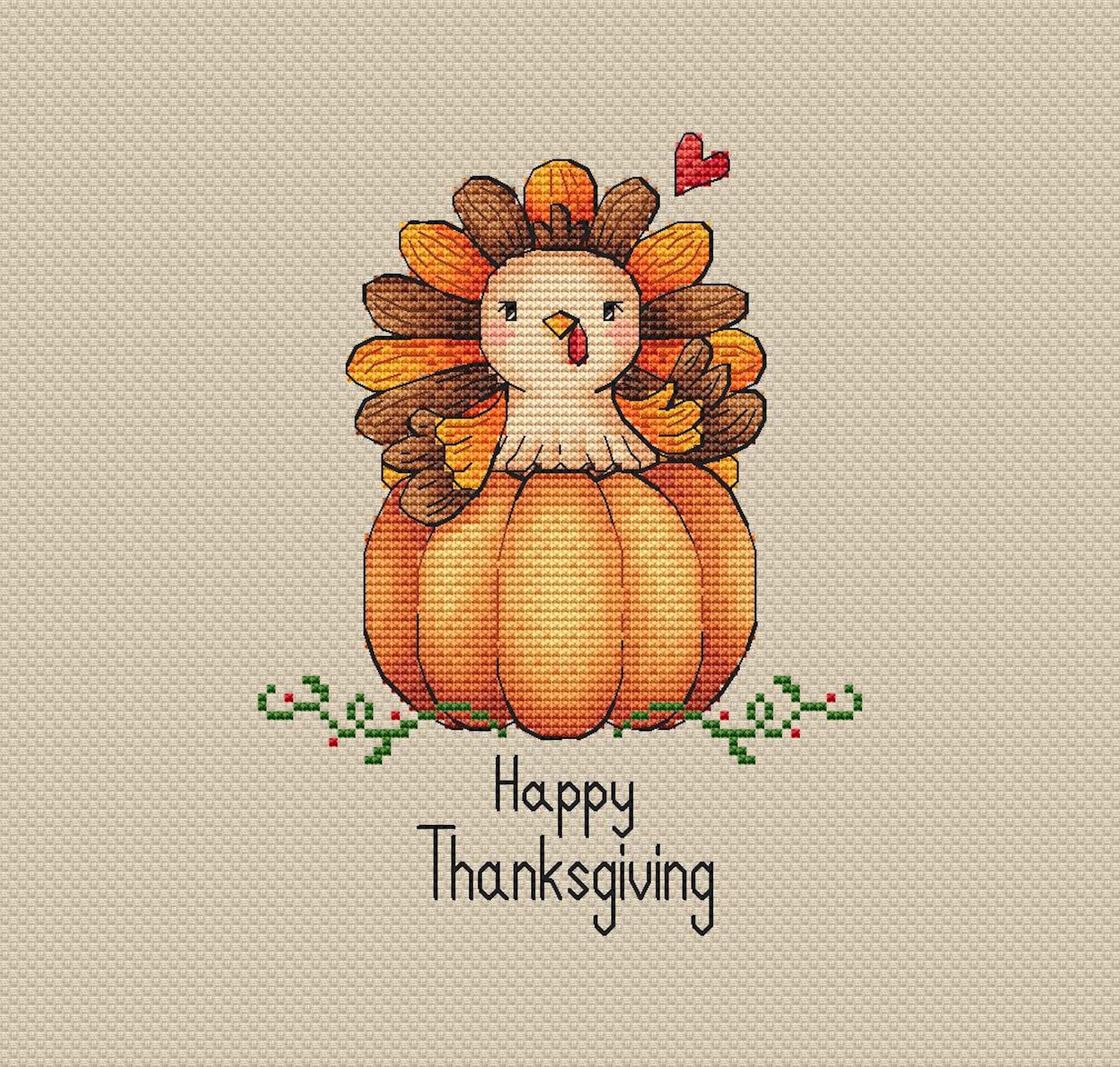 Thanksgiving Cross Stitch Pattern Turkey Cross Stitch Modern - Etsy