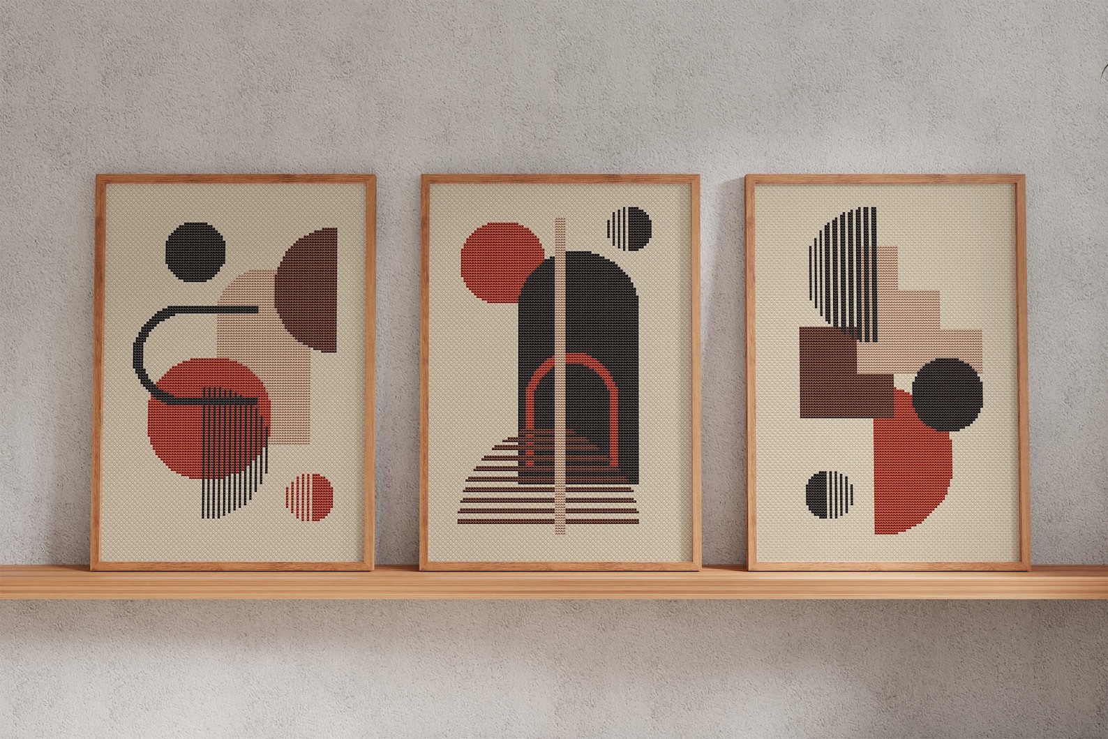 Set of 3 Modern Cross Stitch Pattern,geometric Cross Stitch Pattern ...