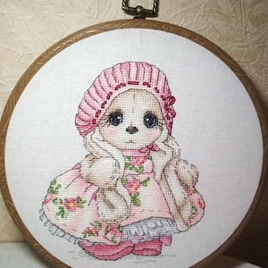 Pale Pink Dress Bunny Cross Stitch Pattern PDF, Rabbit Cross Stitch ...