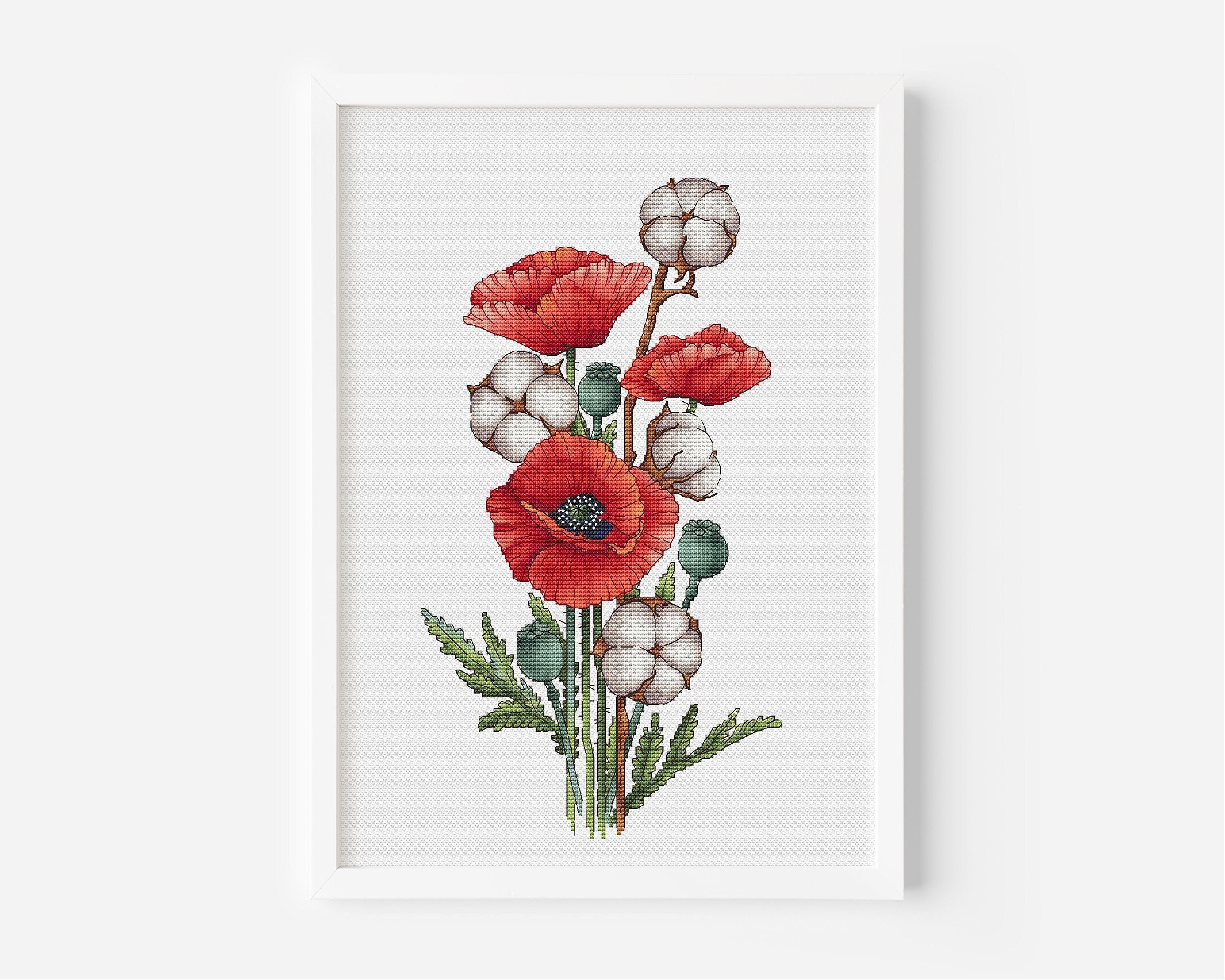 Poppy Cross Stitch Pattern PDF Instant Download Cotton - Etsy
