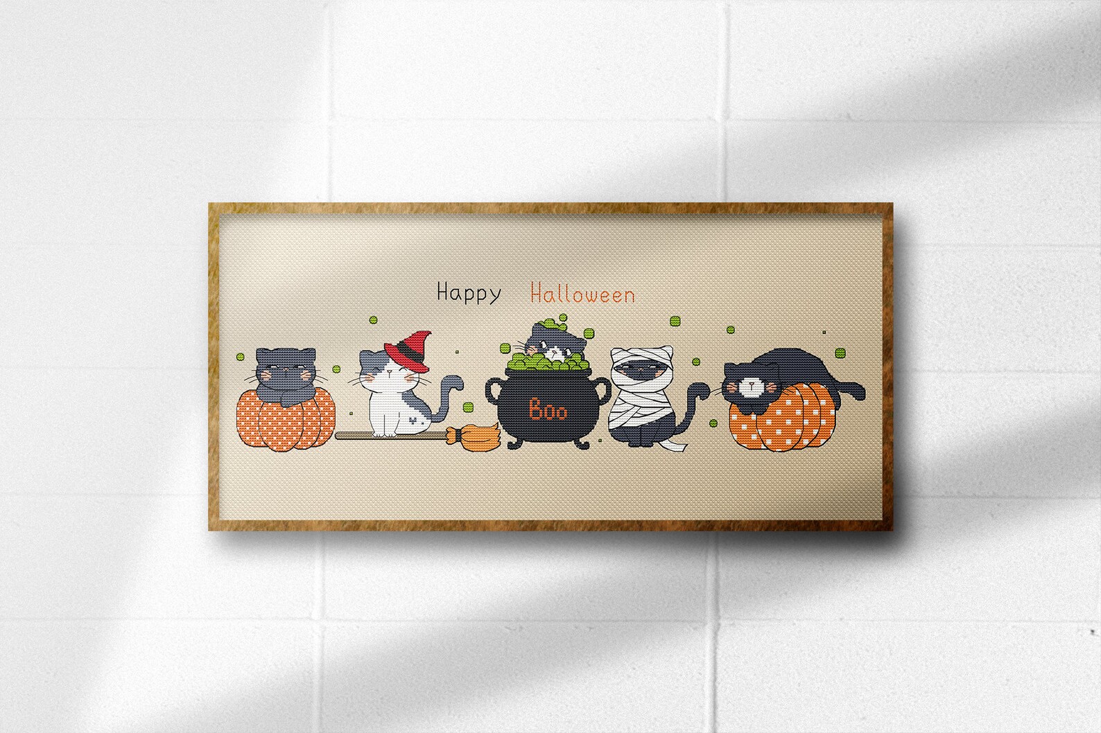 Halloween Art, Black Cat in Pumpkin Cross Stitch PDF, Trick or Treat ...
