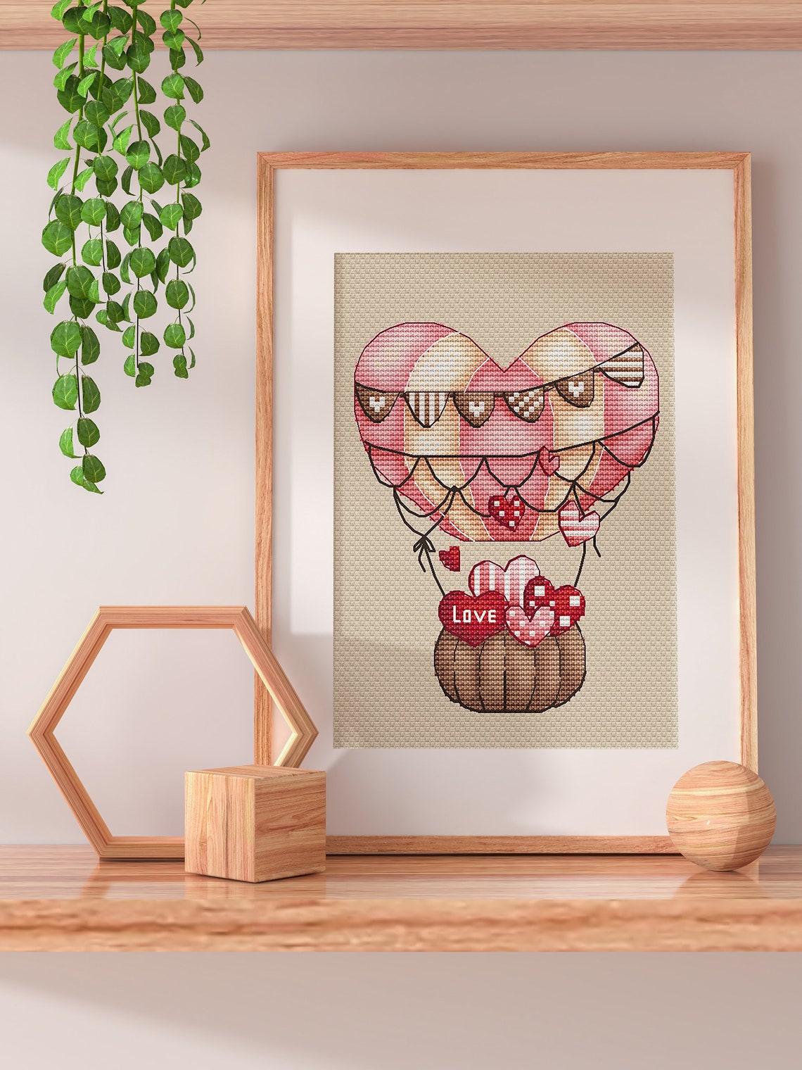 Balloon Cross Stitch Pattern PDF Instant Download Love | Etsy