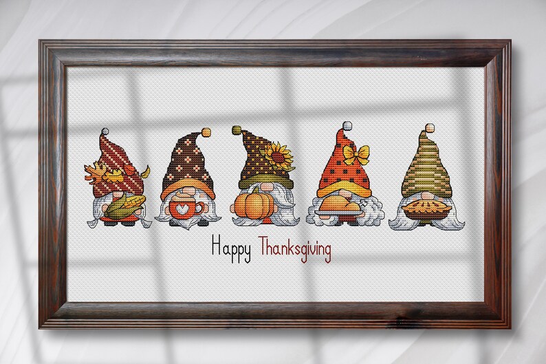 Five Autumn Gnomes Cross Stitch Pattern Fall Gnomes Autumn - Etsy