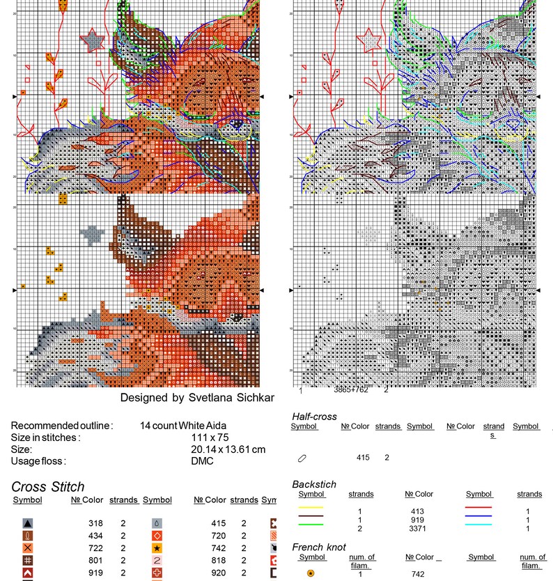 Fox Cross Stitch Pattern PDF Animal Counted Cross Stitch - Etsy
