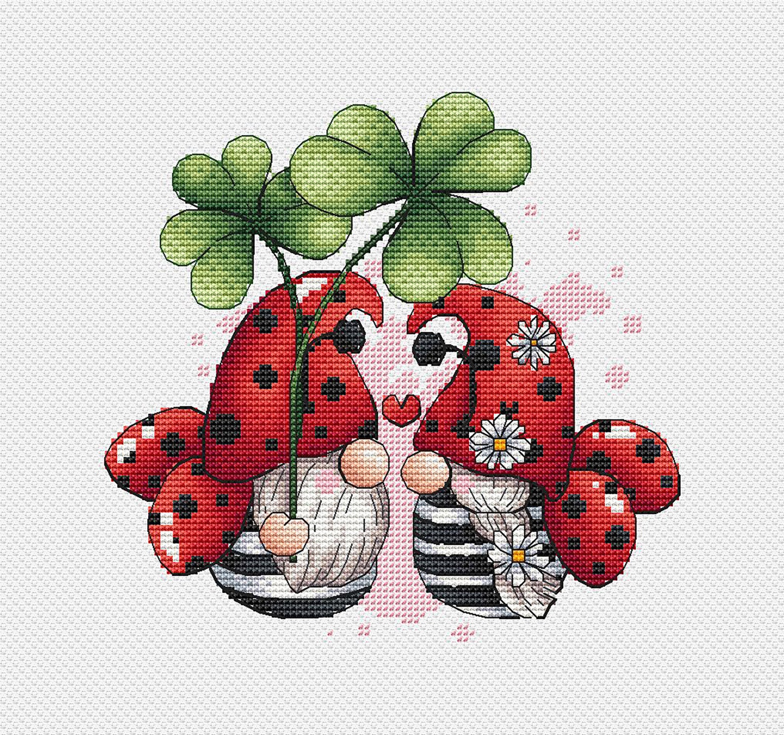 Valentine Gnomes Cross Stitch Pattern PDF Ladybugs Couple - Etsy