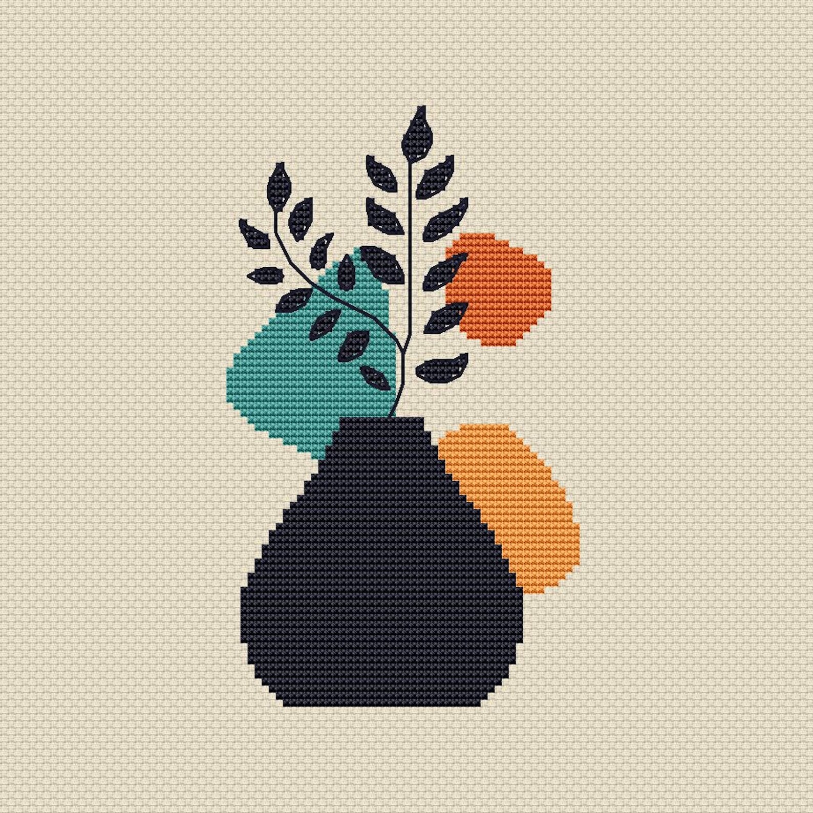 Boho Cross Stitch Pattern PDF, Plant Cross Stitch, Minimalist Wall Art ...