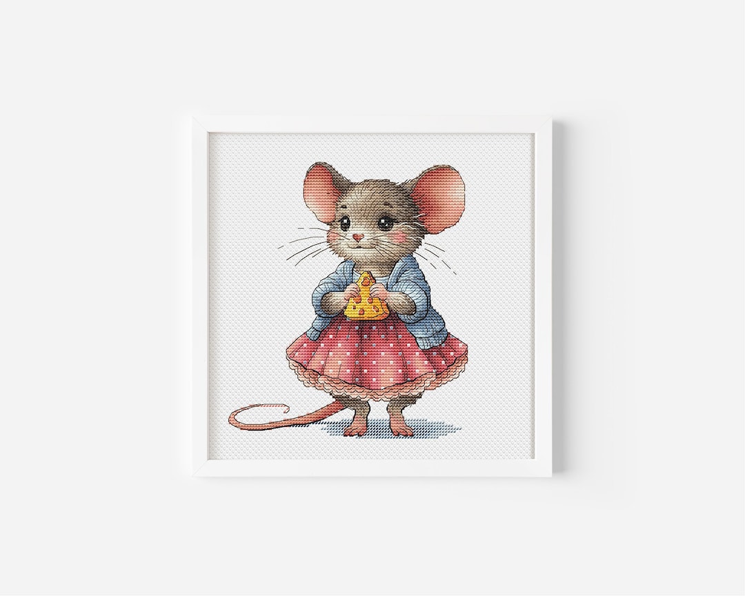 Mouse in a Dress With Cheese Cross Stitch Pattern Instant Download Fun ...