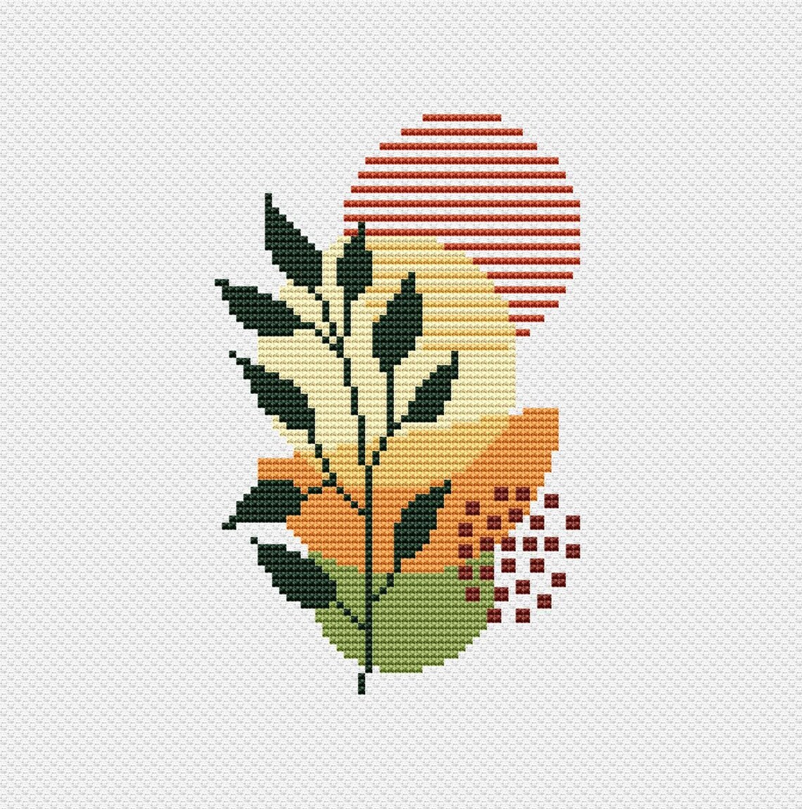Boho Cross Stitch Pattern PDF, Modern Multicolored Cross Stitch ...