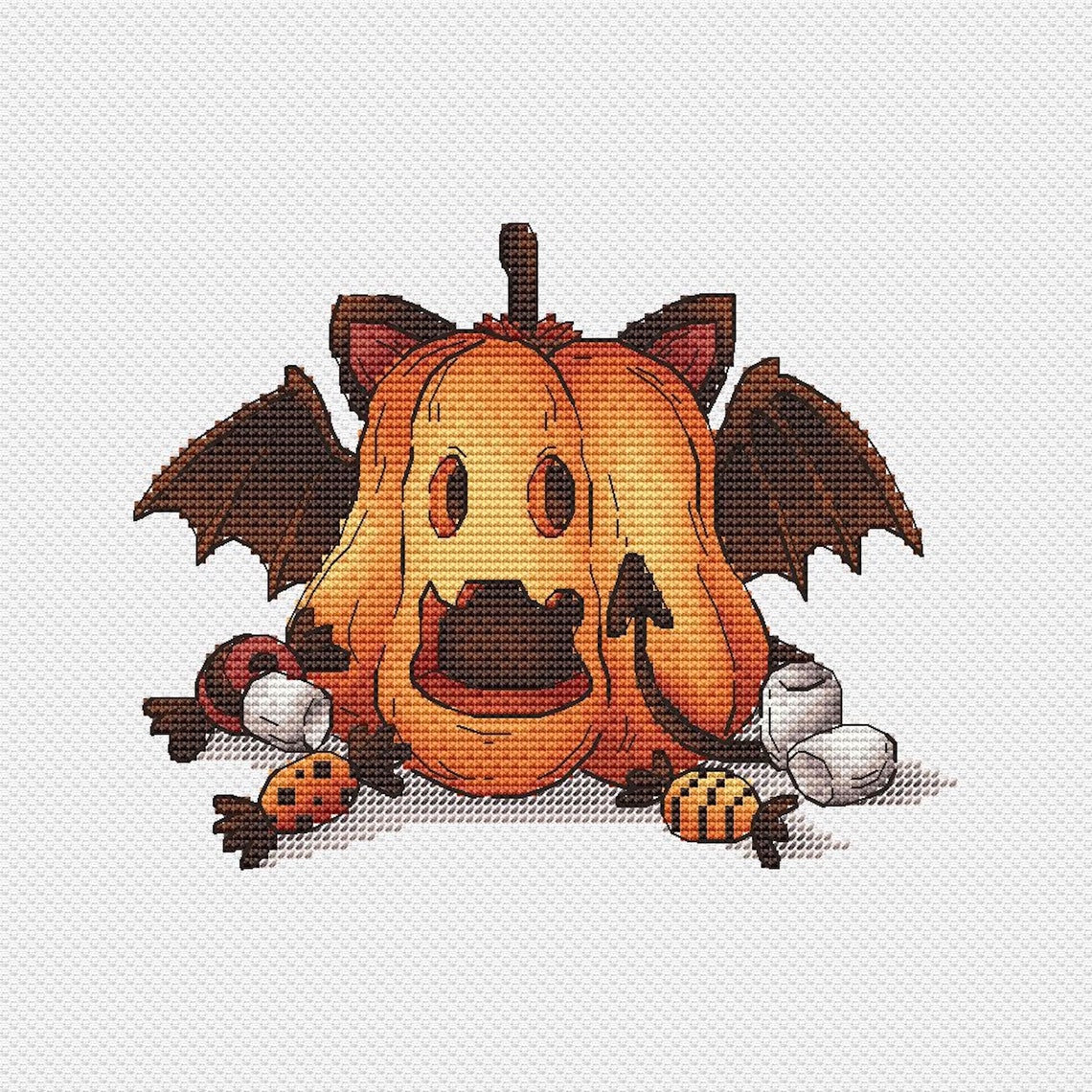 Halloween Cross Stitch Pattern Halloween Embroidery Horror - Etsy