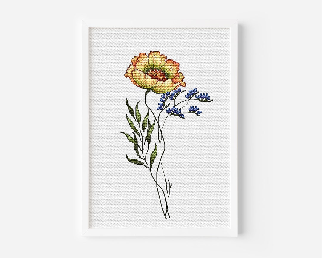 Realistic Flower Cross Stitch Pattern PDF Beautiful Watercolor Blooms ...