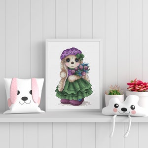 Cute Rabbit Cross Stitch Digital File, Embroidery Design Pattern PDF ...