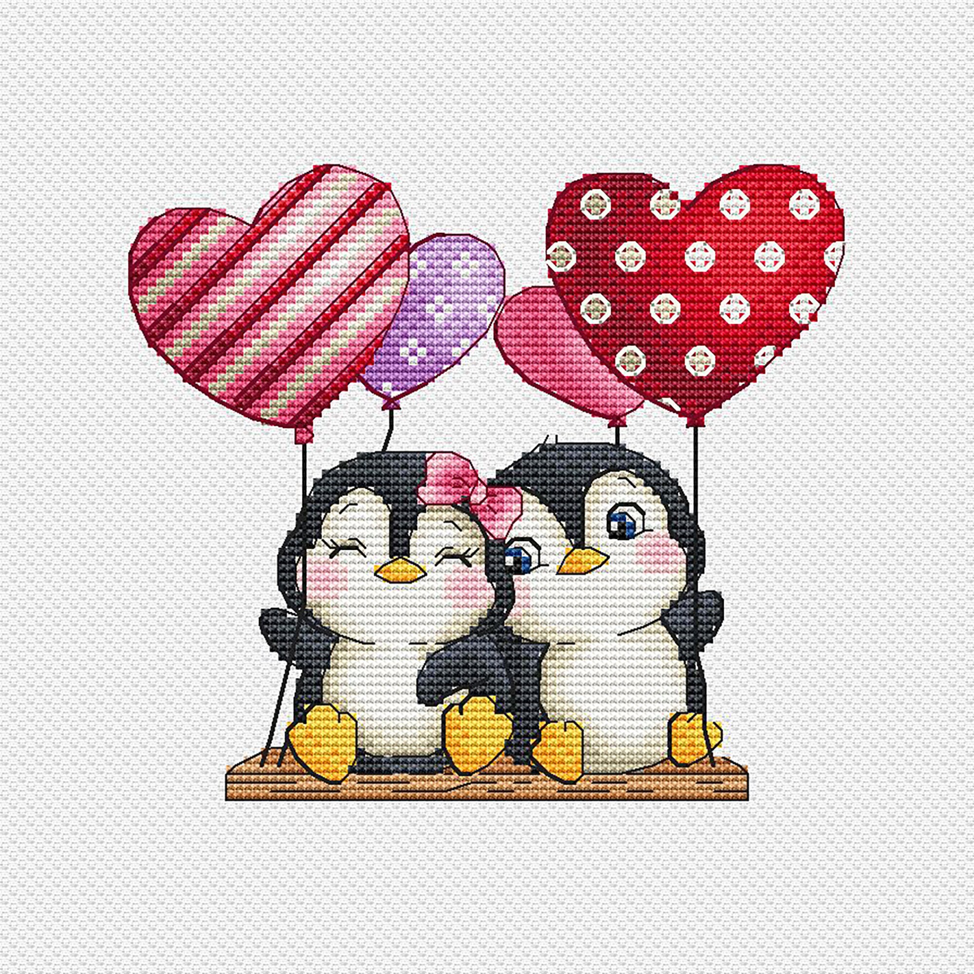 Penguin Cross Stitch Pattern PDF Instant Download Love Cross | Etsy