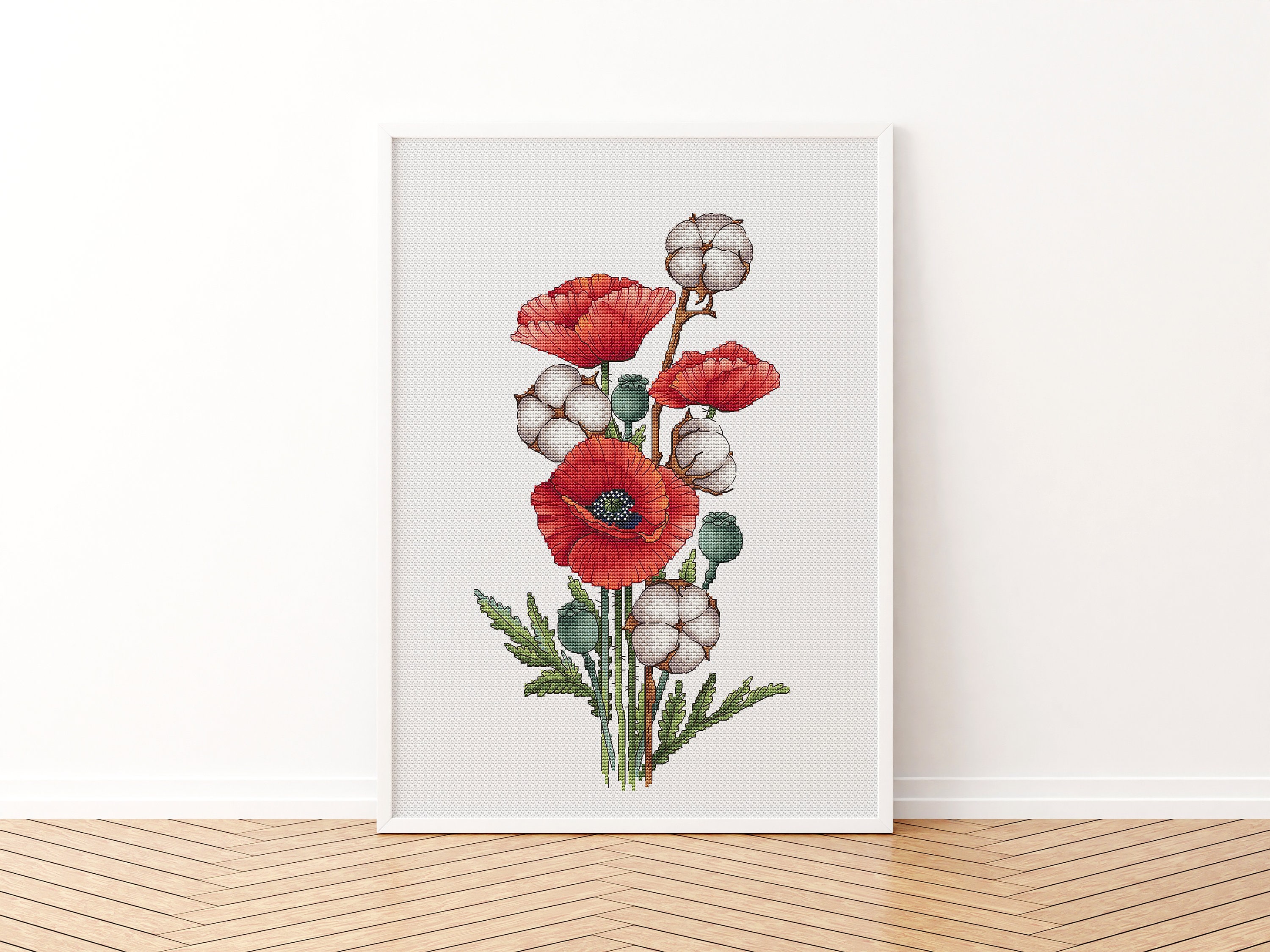 Poppy Cross Stitch Pattern PDF Instant Download Cotton - Etsy