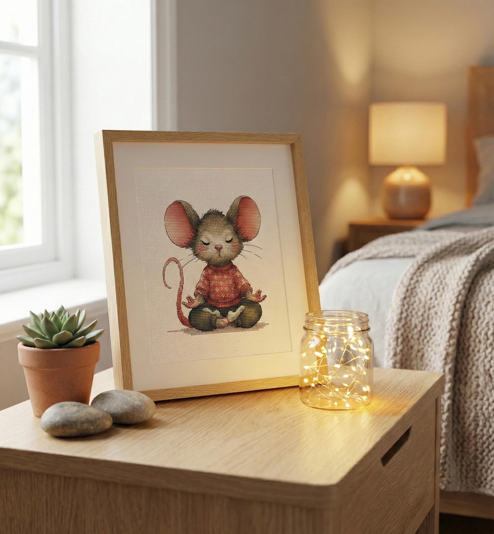 Yoga Mouse Cross Stitch Pattern, Relaxing Meditating Zen Master Gift ...