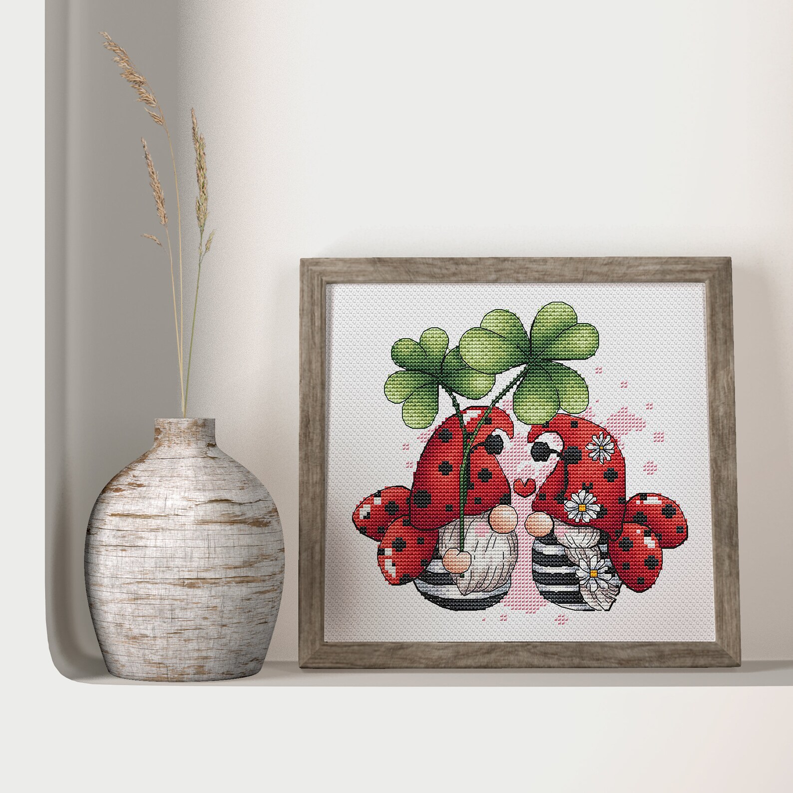 Valentine Gnomes Cross Stitch Pattern PDF Ladybugs Couple - Etsy
