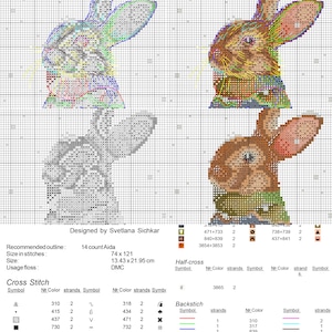 Rabbit Cross Stitch Pattern PDF Instant Download | Animal Cross Stitch ...