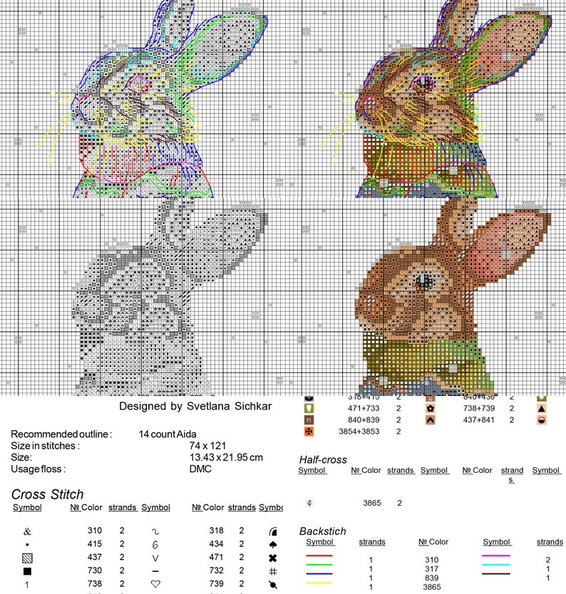 Rabbit Cross Stitch Pattern PDF Instant Download Animal - Etsy